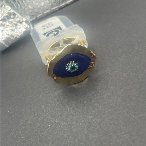 Earthbound Trading Co | Jewelry | Gold And Blue Evil Eyering | Poshmark